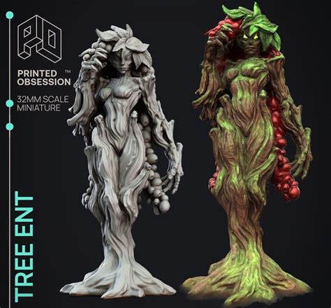 Tree Ent Female Miniature Tabletop Gaming By Printed Obsession Etsy