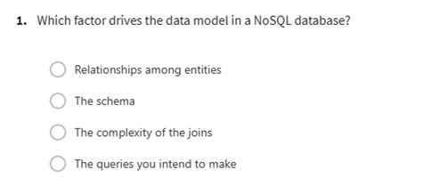 Solved Which Factor Drives The Data Model In A Nosql