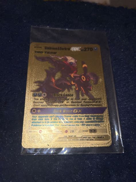 Rare Mint Condition Gold Umbreon And Darkrai Gx Sm241 Promo Dark Moon