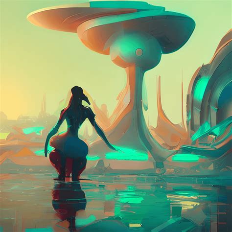 Futuristic Art Graphic Naked Woman Realism Color Joy Global