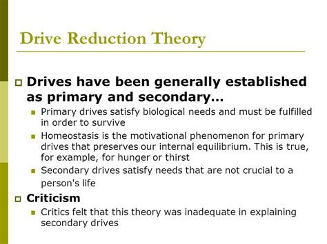 Drive Reduction Theory Example