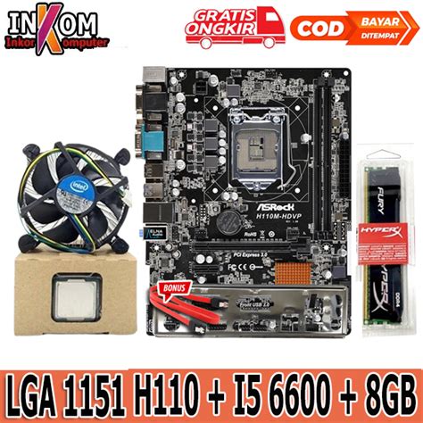Jual Mobo Motherboard Intel Socket LGA 1151 H110 Onboard Plus Processor