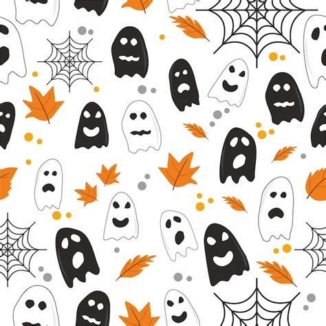 Premium Vector Seamless Pattern For Halloween Scary Ghosts
