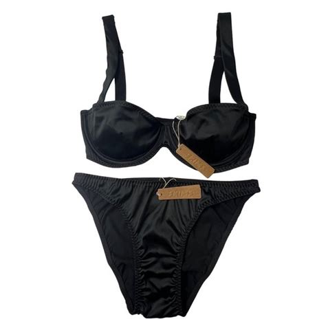 Skims Intimates And Sleepwear Skims Woven Shine Underwire Bra 32ddd Bikini Small Onyx Poshmark