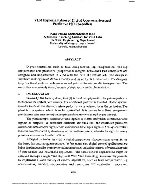 Pdf Vlsi Implementation Of Digital Compensators And Predictive Pid