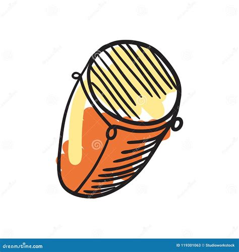 African Djembe Drum Illustration Isolated On White Background Ethnic