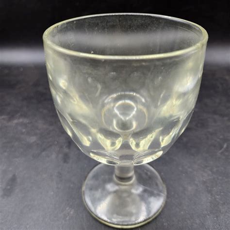 Vintage Clear Glass Thumbprint Goblet Schooner Thick HEAVY Glass