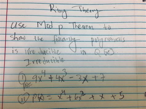 Solved Ring Theory Mod P Theorem