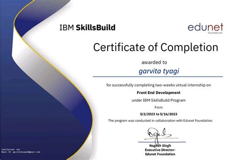 Garvita Tyagi On Linkedin Internship Frontend Development Ibmskillsbuild Ibm