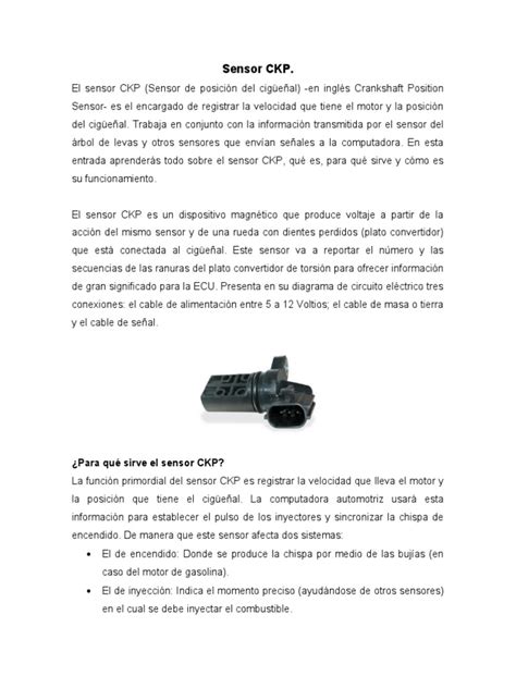 Tarea 4 Sensor Ckp Pdf Inyección De Combustible Sensor