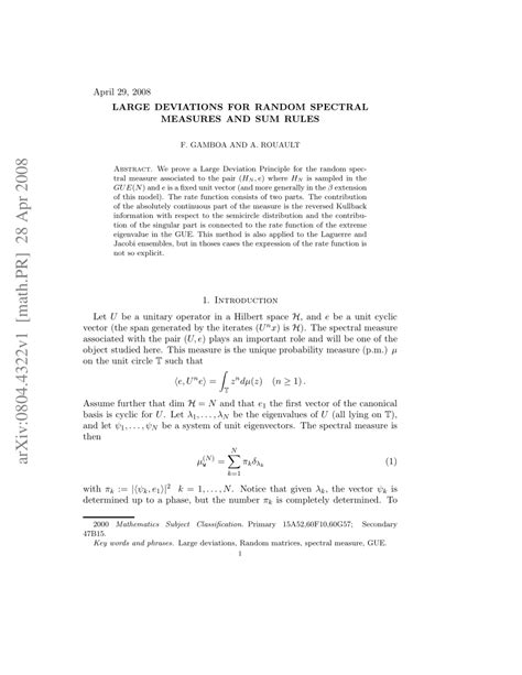 Pdf Large Deviations For Random Spectral Measures And Sum Rules