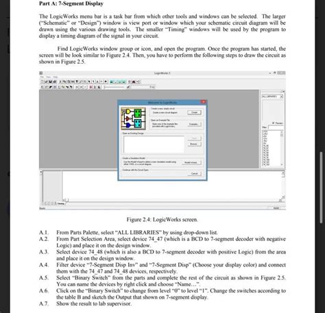 Part A Segment Display The LogicWorks Menu Bar Is Chegg Com