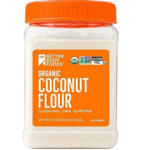 Betterbody Foods 유기농 코코넛 가루 1kg22파운드 병 천연 글루텐 프리 화이트 밀가루 티몬