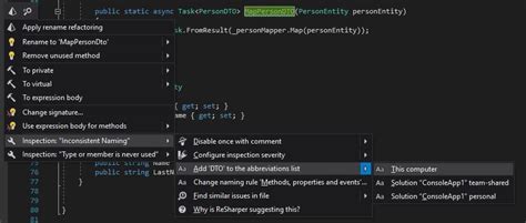 Resharper How To Avoid The Warning Name Does Not Match Rule In Vs