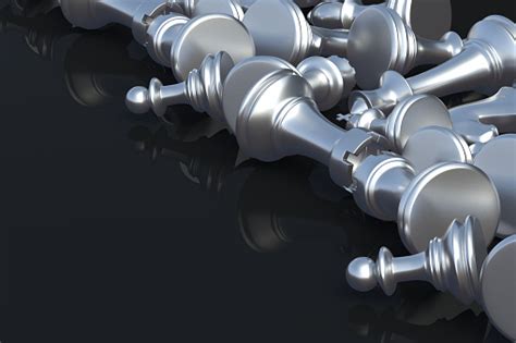 검은 배경에 반사 된 은색 체스 인물 테이블 게임 국제 토너먼트 취미와 여가 공간을 복사합니다 3d 렌더링 3차원 형태에 대한