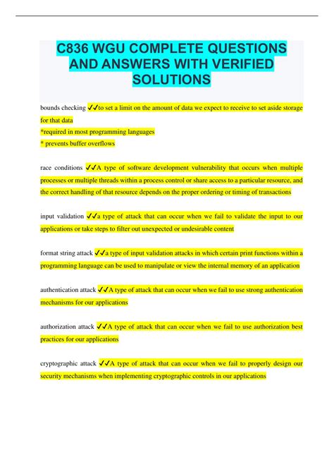 C836 Wgu Complete Questions And Answers With Verified Solutions Wgu