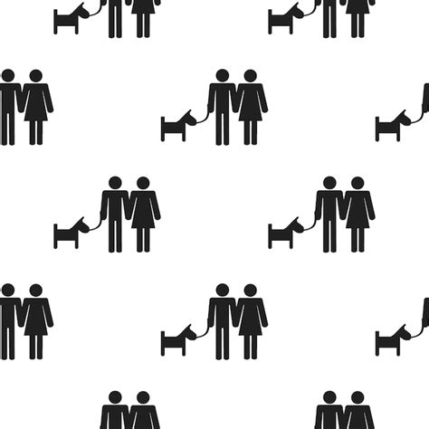 Koppel Met Hond Pictogram Illustratie Premium Vector