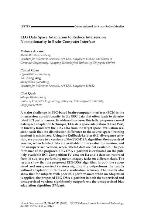 pdf eeg data space adaptation to reduce intersession nonstationarity