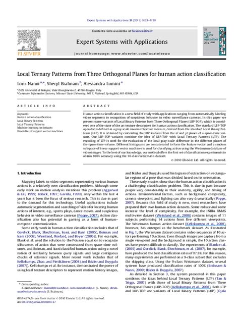 Pdf Local Ternary Patterns From Three Orthogonal Planes For Human
