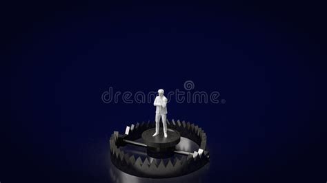Man On Bear Trap For Business Concept 3d Rendering Stock Illustration