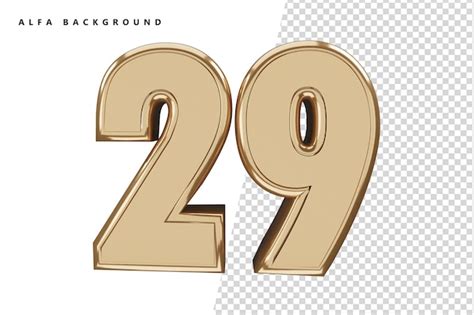 Premium PSD 29 Gold Number With 3d Rendering