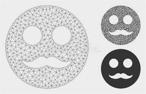 Gentleman Smiley Vector Mesh Carcass Model And Triangle Mosaic Icon Stock Vector Illustration