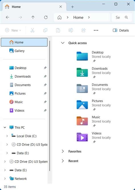 add your user profile folders to the navigation pane in file explorer