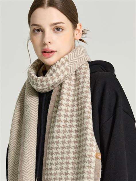 리끌로우 Reclow 투웨이 하운드투스 머플러 2종 베이지블랙 체크 목도리
