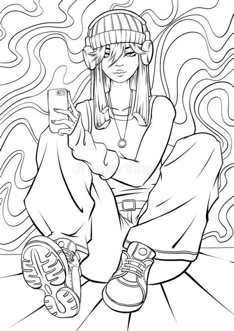 Pretty Cartoon Smiling Girl In Asian Clothes And Accessories Stock Vector Illustration Of