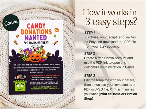Editable Candy Donation Flyer Template For Trunk Or Treat Halloween