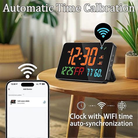 Digital Clock Alarm Clock Wifi Clock Extra Large Letters Temperature And Humidity Calendar