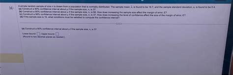 Solved A Simple Randon Sample Of Wize N Is Drawn From It