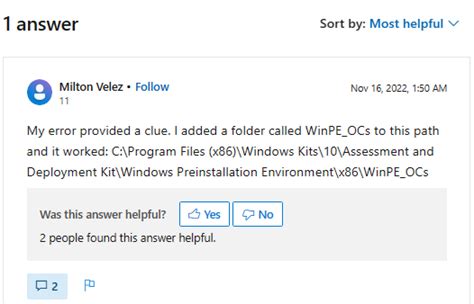 Adk And Winpe 101226211 Breaking Boot Image Creation Microsoft Qanda