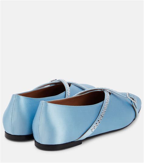 Cara Embellished Satin Ballet Flats In Blue D Accori Mytheresa