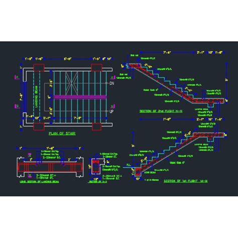 RC Staircase Detail Autocad Drawing Shopee Malaysia