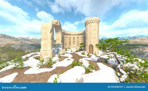 3d rendering of the temple at the summit stock illustration