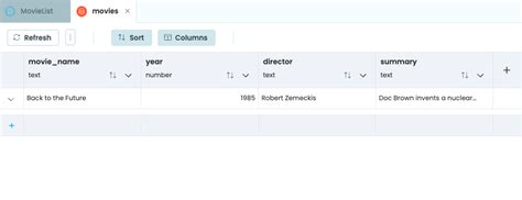 anvil create the app and data table
