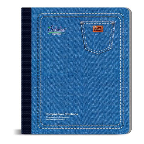 Blue Denim Notebook Unruled IScholar Inc NY