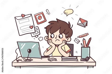 Cartoon Cute Doodles Of A Digital Designer Troubleshooting Technical