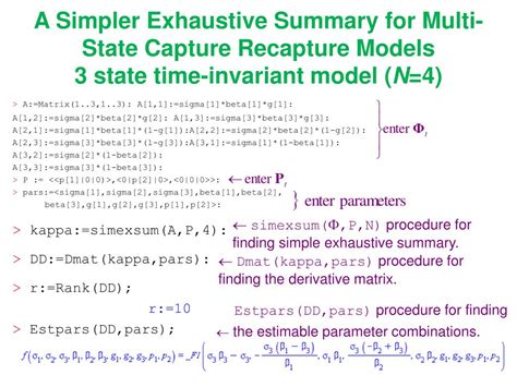 Ppt Determining Parameter Redundancy Of Multi State Mark Recapture Models For Sea Birds