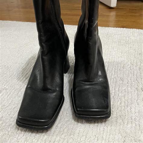 Nine West Leather Boots Square Toe Vintage 90s Depop