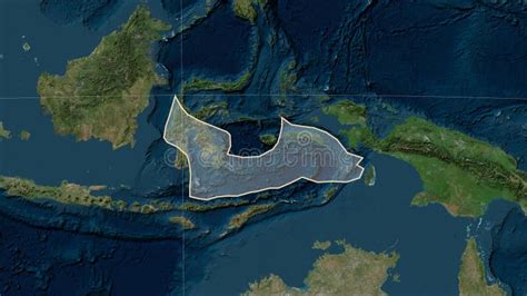 Banda Sea Tectonic Plate Satellite Map Stock Illustration