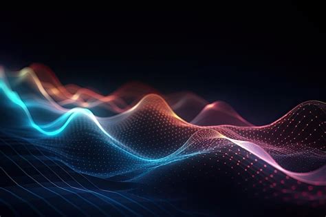 Premium Ai Image 3d Rendering Abstract Wave Particles On Dark Background With Bokeh Lights