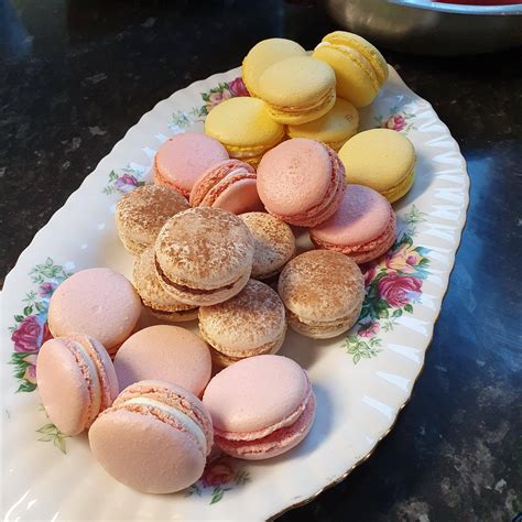 Homemade Lemon Raspberry Chocolate And Rose Flavoured Macarons Food