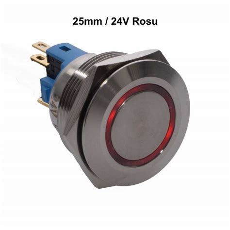 Push Buton 25mm 24v Led Rosu