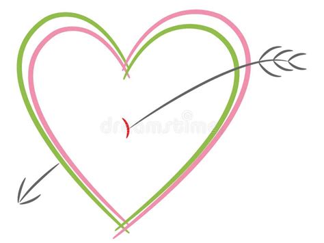 Corazón De Arte De Línea Con Icono De Flecha Estilo Doodle Ilustración