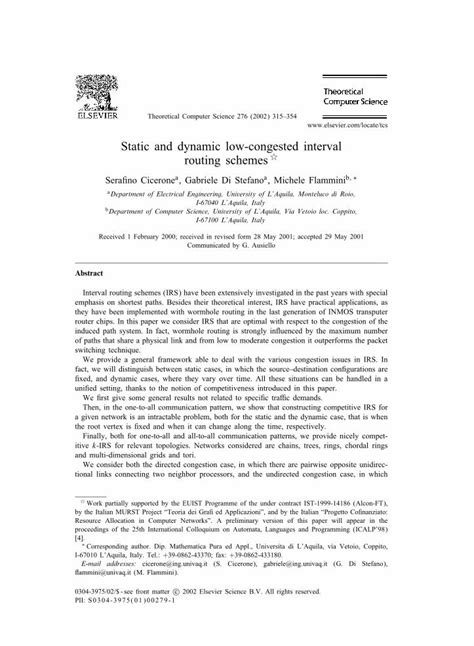 pdf static and dynamic low congested interval routing schemes