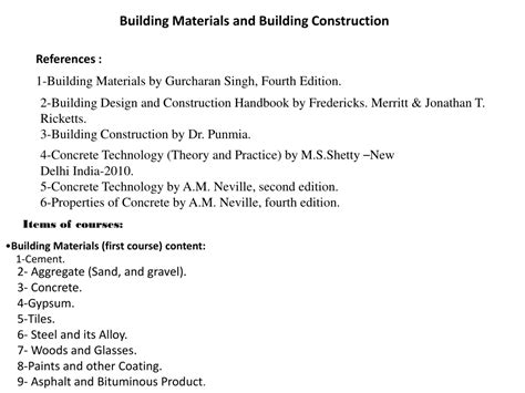 PPT Building Materials And Building Construction PowerPoint Presentation ID 8904617