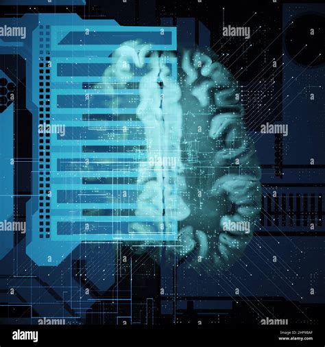 Brain Cross Section On Central Processing Unit, Cyber Neural Networks, Neurolink, Artificial ...