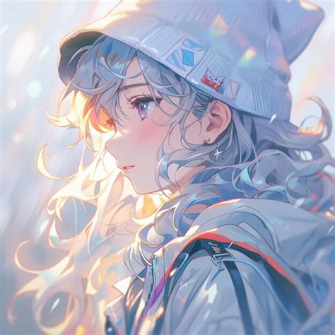 Premium Photo Anime Girl With A Hat And A Backpack Looking At The Sky